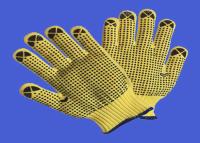 China Aramid Cut Resistant Knitted Gloves PVC Dotted Slip Proof 7 Gauge 10 Inch for sale