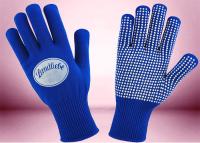 China Blue Freezer Knitted Working Hands Gloves Custom Logo Silicone Printing for sale