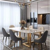 China High Hardness Italian Marble Top Dining Set Rectangle Dining Table And Chairs for sale