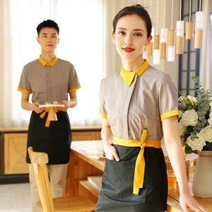 China Custom Logon New Soft and Comfortable Fast Food Restaurant Waiter Uniform for sale