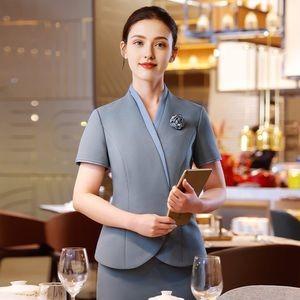 China Fashion Front Office Reception Fashion Dress Short Sleeve Manager Hotel Staff Uniform for sale