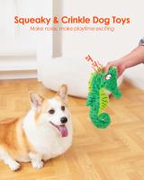 China Eco-Friendly Squeaky Seahorse Dog Toy Yellow Green 2pcs Pack for sale