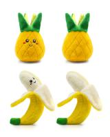 China Eco-Friendly Squeaky Banana Pineapple Plush Dog Toys 2-Pack for sale