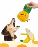 China Eco-Friendly Squeaky Banana Pineapple Plush Dog Toys 2-Pack for sale