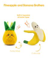 China Eco-Friendly Squeaky Banana Pineapple Plush Dog Toys 2-Pack for sale