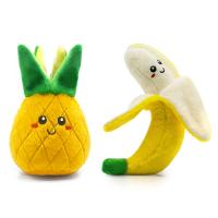 China Eco-Friendly Squeaky Banana Pineapple Plush Dog Toys 2-Pack for sale