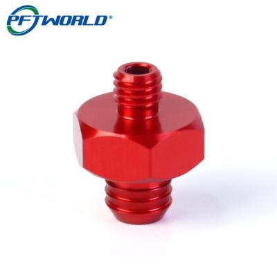 China CNC Turned Aluminum Adapter Fittings With Red Anodizing for sale
