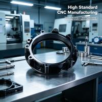 China Custom CNC Machined Aluminum Flanged Mounting Rings Black Anodized for sale