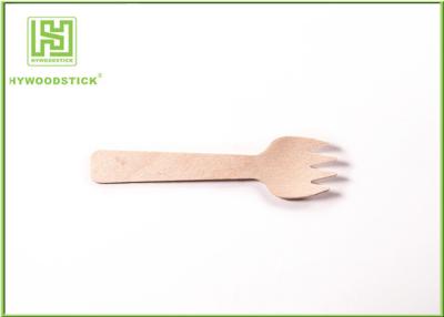 China Eco Friendly Disposable Utensils Natural Small Wooden Forks 140mm For Bread / Meat for sale