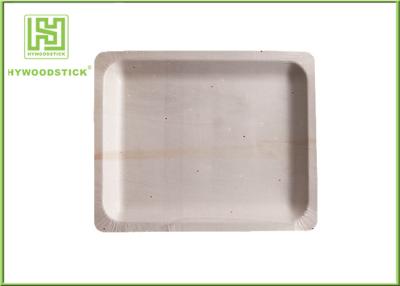 China Rectangle Disposable Wooden Plates 20cm Catering Wooden Food Trays For Parties for sale