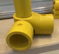China Yellow GRP Handrail Fittings Elbow Tee Cross Angle Tube Connector for Handrail System for sale