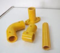 China Yellow GRP Handrail Fittings Elbow Tee Cross Angle Tube Connector for Handrail System for sale