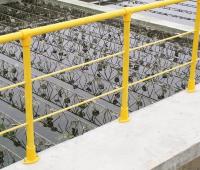 China FRP Round Tube Handrail 36mm 50mm Fiberglass Safety Rail Fence 40% Open Area for sale