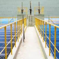 China FRP Floor Mounted Deck Railing Guardrail 1.1m Height for Industrial Catwalk Handrail for sale