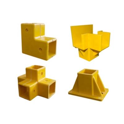 China 50mm FRP 3 Way 4 Way Fittings Connector for Square Round Fiberglass Handrail Fence Accessories for sale