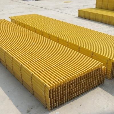 China Anti-Slip Pultruded FRP Trench Grate 25mm to 65mm Height Fiberglass Panel for sale