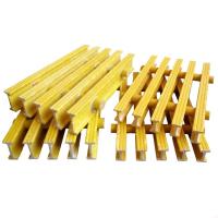 China FRP Fiberglass Composite Grating 25mm to 65mm High Strength Pultruded Grating Custom Length for sale