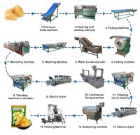China Large-Scale Production Industrial Potato Chip Fryer for 200kg Frozen French Fries Line for sale