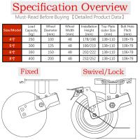 China Heavy Duty Spring Loaded Caster Wheels 6 Inch PU 300kg Load Capacity Shock Absorbing Industrial for sale