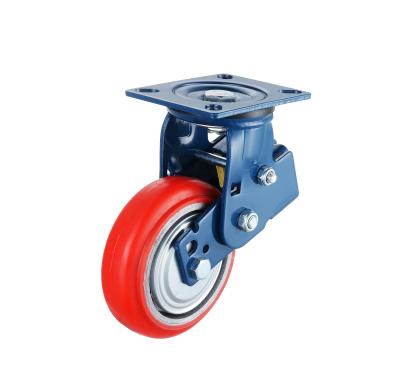 China Heavy Duty Spring Loaded Caster Wheels 6 Inch PU 300kg Load Capacity Shock Absorbing Industrial for sale