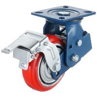 China Heavy Duty Shock Absorbing Caster 400kg Load Capacity Lockable PU Wheel 8 inch for Medical Equipment Carts for sale