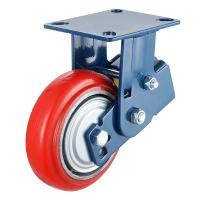 China Industrial PU Polyurethane Heavy Duty Castor Wheel 5 Inch Braking Swivel Rigid 6202 Bearing for sale