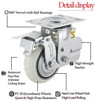 China Industrial Heavy Duty 5 Inch PU Spring Caster Wheel Swivel Brake Non Marking Floor Protection Casters for sale
