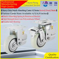 China Heavy Duty  Iron Core Pu Spring Loaded  Shockabsorbingcaster Caster Wheels Laser Welding Machine for sale