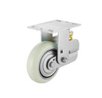 China Industrial Heavy Duty 5 Inch PU Spring Caster Wheel Swivel Brake Non Marking Floor Protection Casters for sale