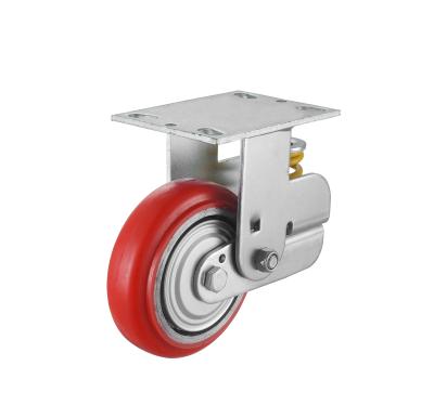 China Korean Extra  Heavy Duty Shock Absorbing Caster Cast Iron Pu Wheel350kg Cnc Router Caster,scissor Lift Table Caster for sale