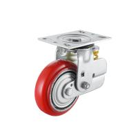 China Heavy Duty PU Spring Caster Wheel 5 Inch Swivel Non Marking Industrial Casters for Food Processing for sale