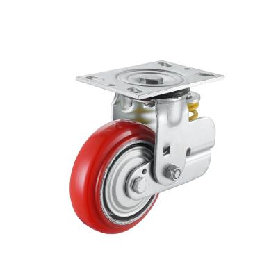 China Heavy Duty 4 Inch Polyurethane Caster 250kg Load Capacity Steel Plate Swivel Caster for sale