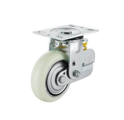 China Industrial Heavy Duty Shock Absorbing Casters 4 Inch 250kg Swivel PU Polyurethane Spring Castor Wheels for sale