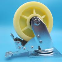 China 8 Inch Heavy Duty PP Swivel Caster with Side Brake 6202 Bearing 240mm Height for Industrial Equipment for sale