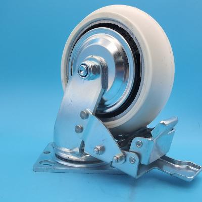 China 6 Inch PU Iron Core Heavy Duty Swivel Caster Lockable 6202 Bearing 190mm Height for sale