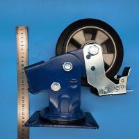 China 6 Inch Rubber Aluminum Core Heavy Duty Industrial Caster Wheels with Braking Swivel Rigid 6202 Bearing for sale