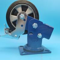 China 8 Inch Heavy Duty Rubber Casters with Aluminum Core Braking Swivel Rigid Castors 6202 Bearing for sale