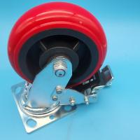 China Heavy Duty 4 Inch PP Industrial Caster Wheel with Side Brake Fixed Swivel for Shopping Carts for sale