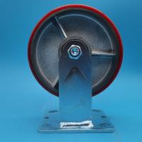 China 5 Inch PU Industrial Caster Wheel with Side Brake Swivel Rigid 165mm Height 115x100mm Plate for sale