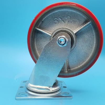 China Heavy Duty Polyurethane Casters 8 Inch Lockable Swivel Fixed Industrial Caster Wheels High Load Bearing for sale