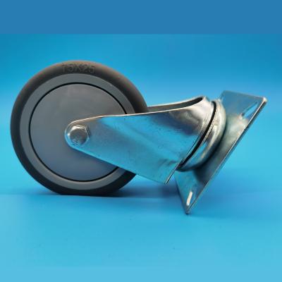 China 3 Inch TPR Light Industrial Medium Duty Caster Lockable Rigid Swivel 105mm Height for Assembly Lines Transport Carts for sale