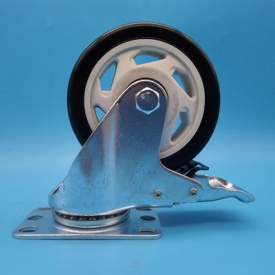 China Industrial PP Trolley Wheels 4 Inch Medium Duty Casters Lockable Rigid Swivel 100mm for sale