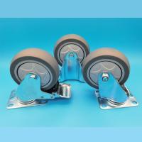 China Medium Duty Single Axis TPR Caster 4 Inch Lockable Swivel Rigid Quiet Industrial Casters for Medical Carts for sale