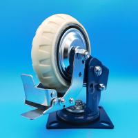 China Heavy Duty Industrial PU Casters 5 Inch Dual Spring Wheels Iron Core Load Bearing Castors for Port Cargo Freight Handling for sale