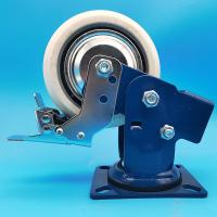 China 8 Inch Heavy Duty Polyurethane Caster Dual Spring Load Bearing Wheel Swivel Lockable 6202 Bearing for sale