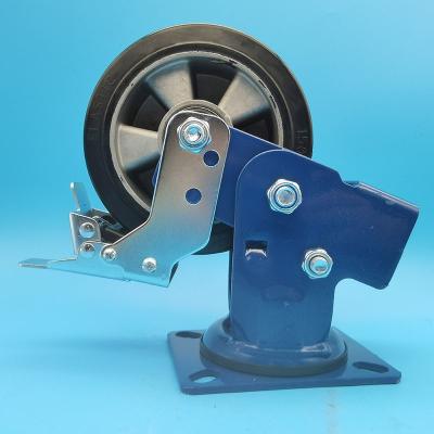 China Industrial Rubber Heat Resistant Caster Wheels 80-100°C Lockable Swivel Castors for Medical Equipment Hand Carts for sale