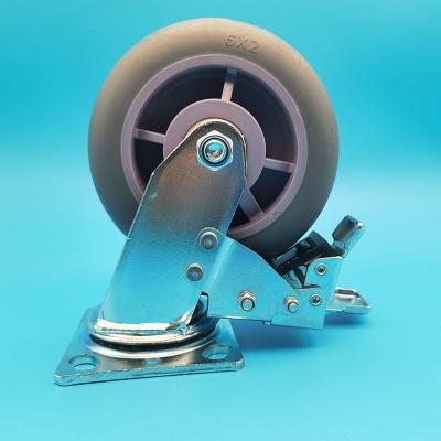 China 5 Inch Shock Absorbing Swivel Caster PU Wheel Non-Marking Heavy Duty Industrial Castor 125mm for sale