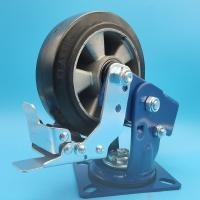 China Heavy Duty Spring Loaded Shock Absorbing Rubber Industrial Caster 5 Inch Braking Swivel Rigid for sale