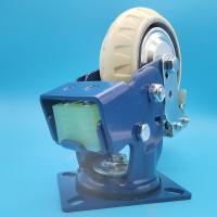 China Industrial PU Heavy Duty Spring Loaded Castor Wheels 4 Inch Rigid Swivel with Brake for sale