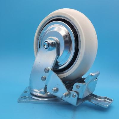 China Industrial Heavy Duty PU Caster 8 Inch 6202 Bearing Braking Swivel Rigid for Warehousing Logistics for sale